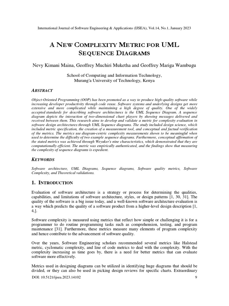A New Complexity Metric For Uml Sequence Diagrams Download Free Pdf Regression Analysis 