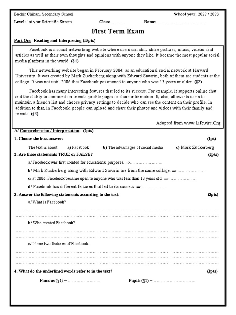 1st Exam | PDF | Social Networking Service | Websites