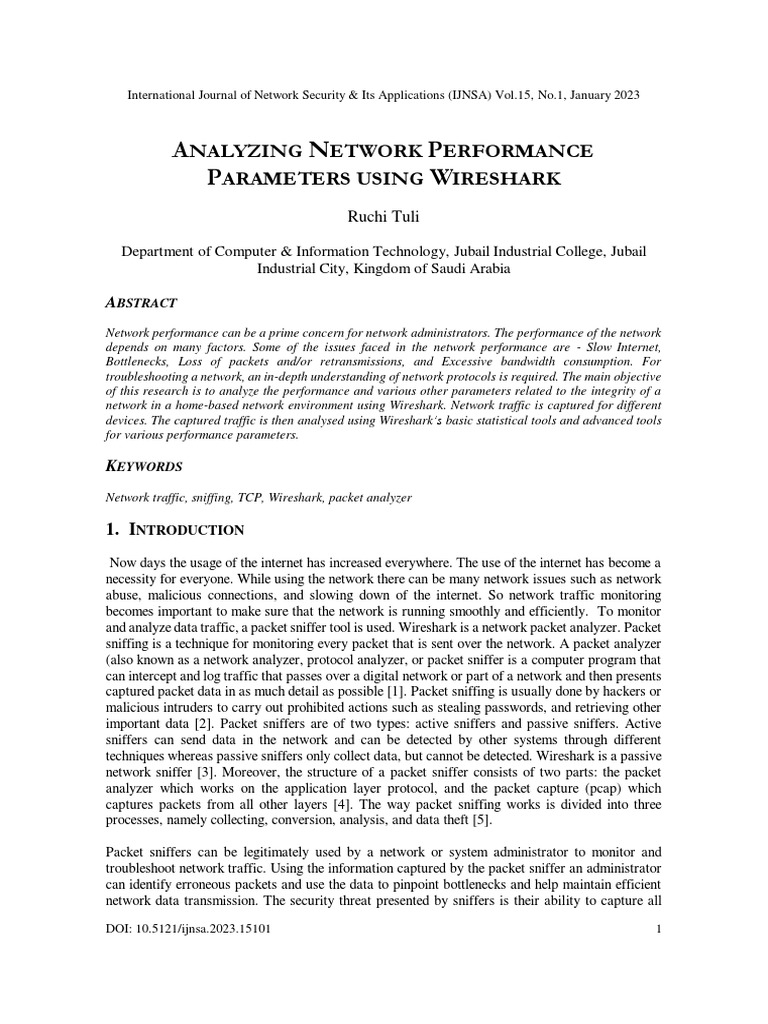Analyzing Network Performance Parameters Using Wireshark Pdf