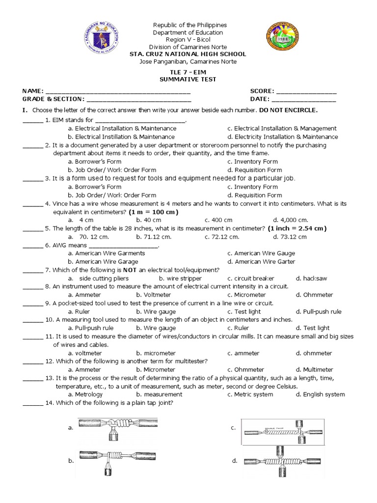 TLE 7 EIM Summative Test | PDF | Series And Parallel Circuits ...