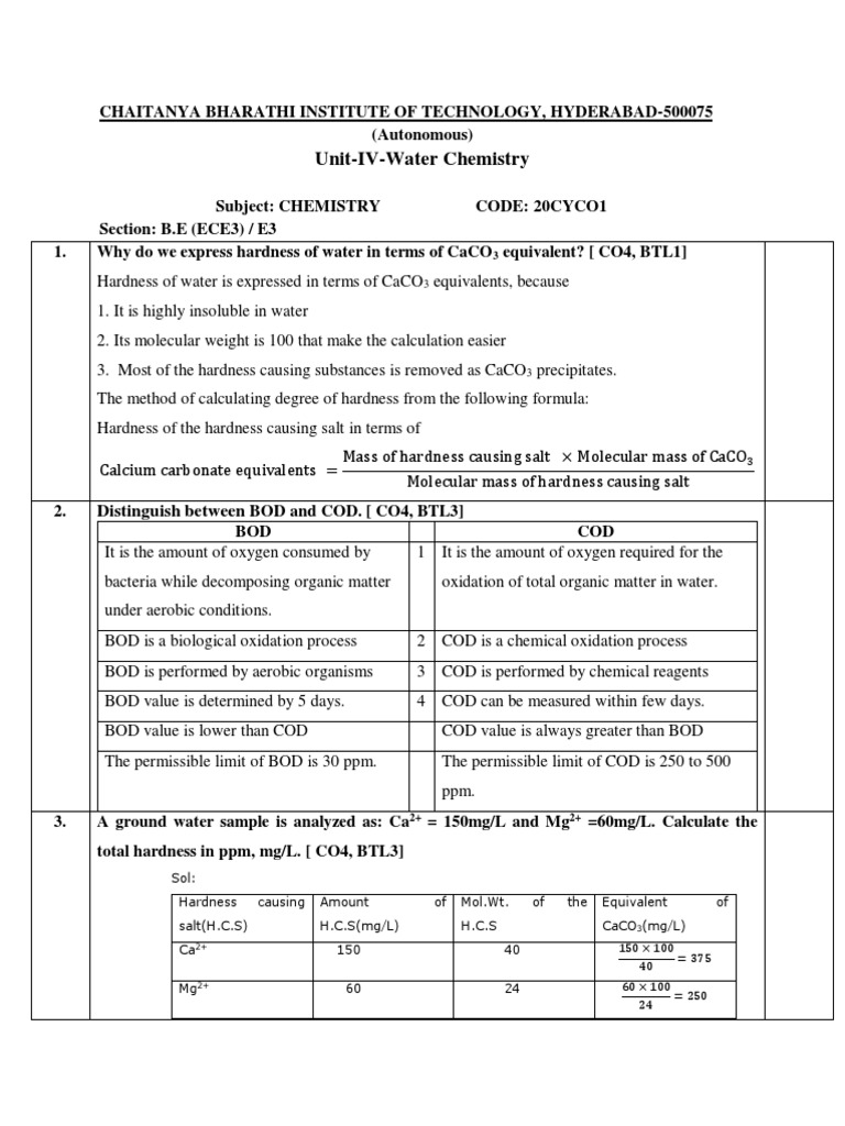 Unit-IV-Water Chemistry | PDF | Ion Exchange | Chlorine