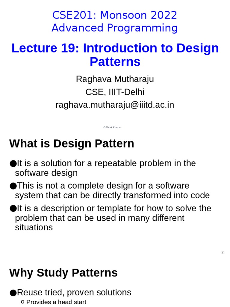 Lec19 Design Pattern 1 | PDF | Software Design Pattern | Object ...