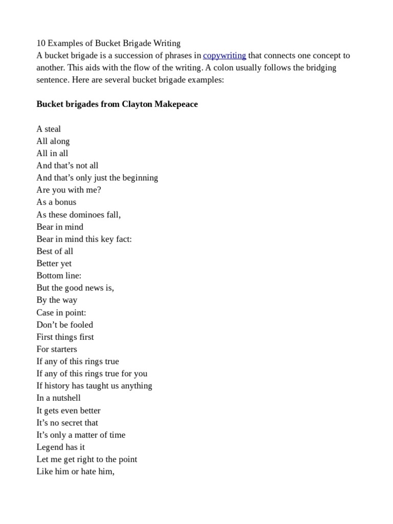 Bucket Brigade Words | PDF