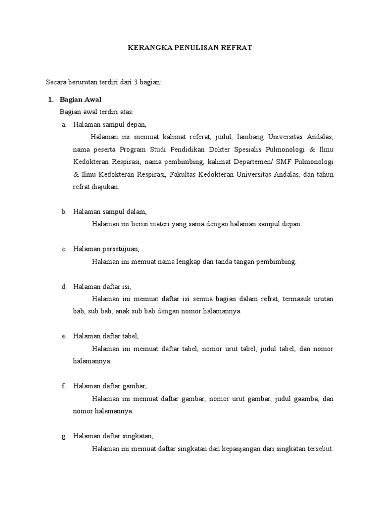 Kerangka Penulisan Refrat | PDF