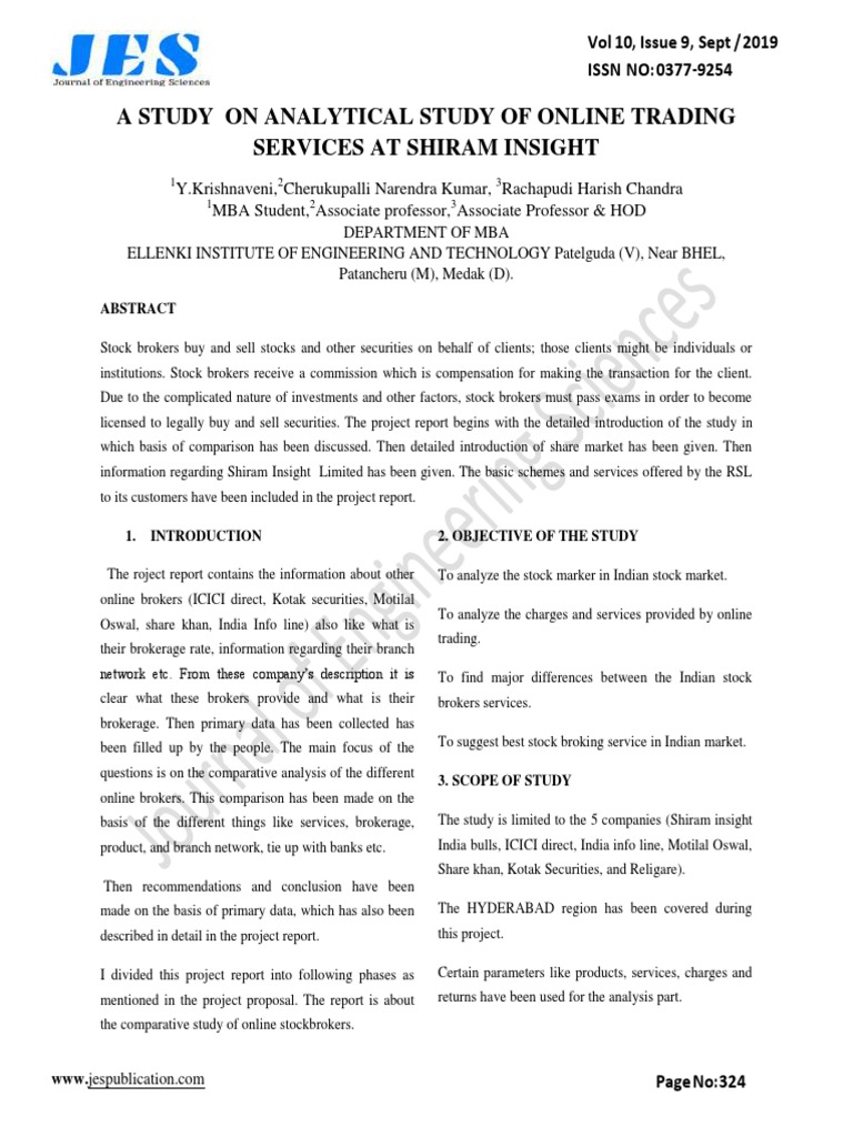 A Study On Analytical Study of Online Trading Services at Shiram ...