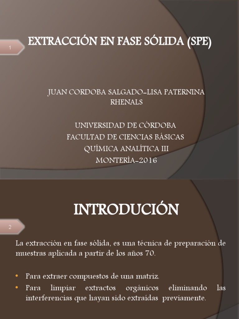 Extracción en Fase Sólida (Spe) Mañana | PDF | Sustancias químicas ...