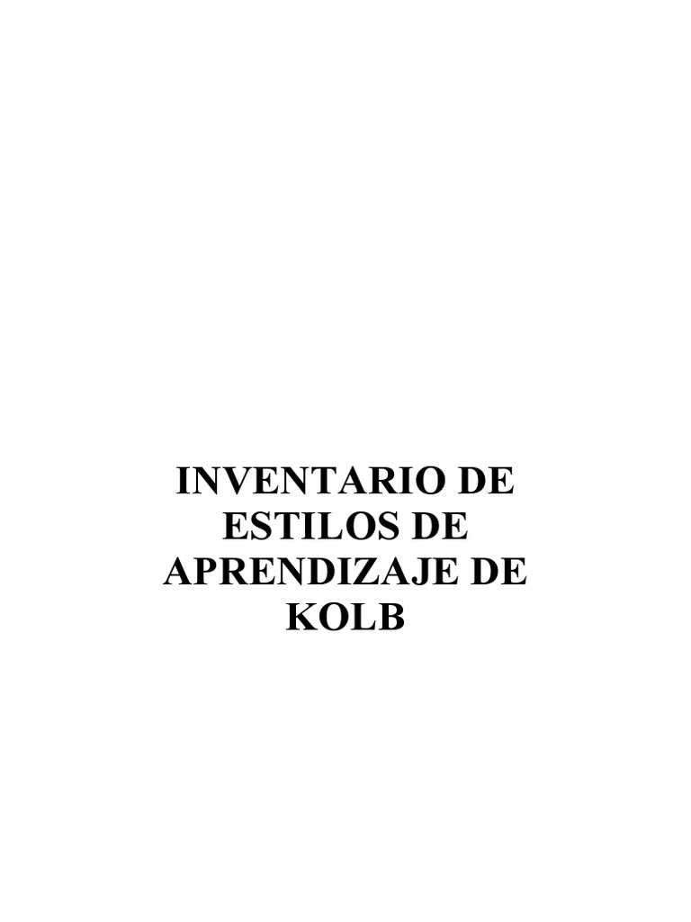 Hoja de Respuesta Inventario de Estilos de Aprendizaje de David Kolb | PDF | Aprendizaje | Cognición