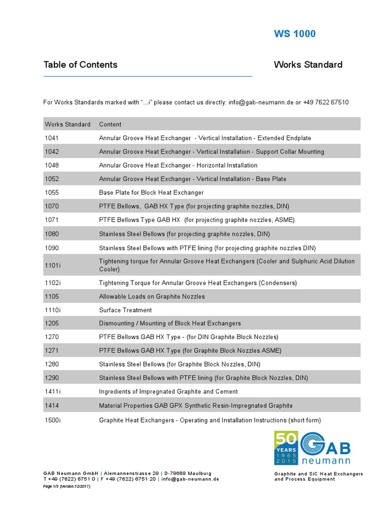 WS1000-EN Table of Contents | PDF | Heat Exchanger | Graphite