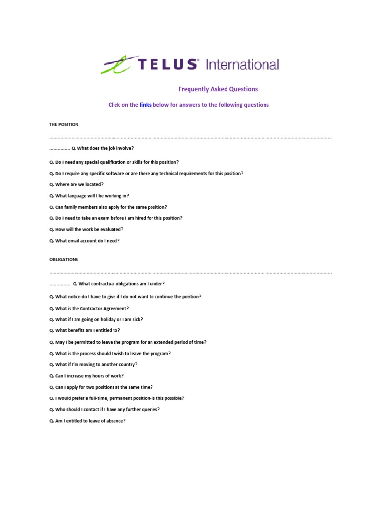 Telus Internet Ads Assessor FAQs | PDF | Internet | Employment