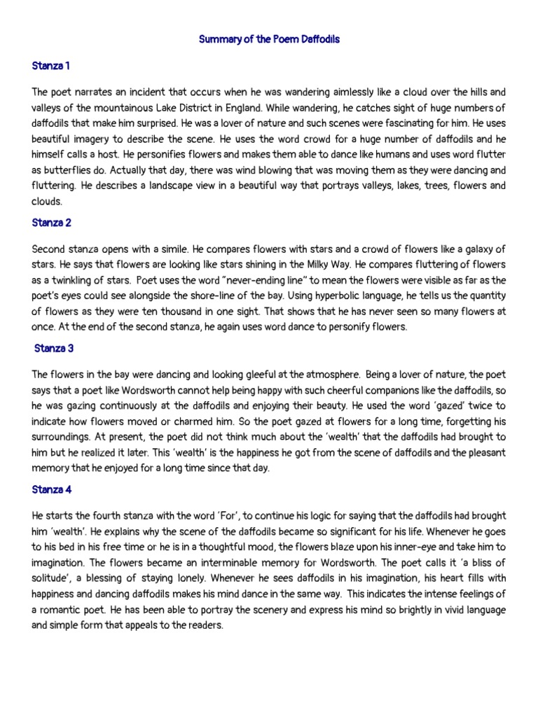 Daffodils Summary | PDF