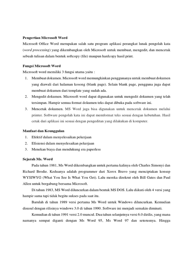 Modul Pengenalan Microsoft Word | PDF