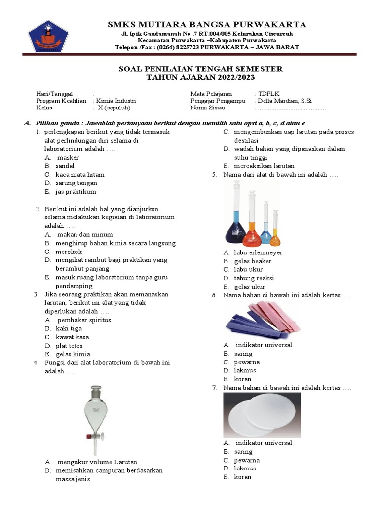Format Soal PTS Ganjil 2022 | PDF