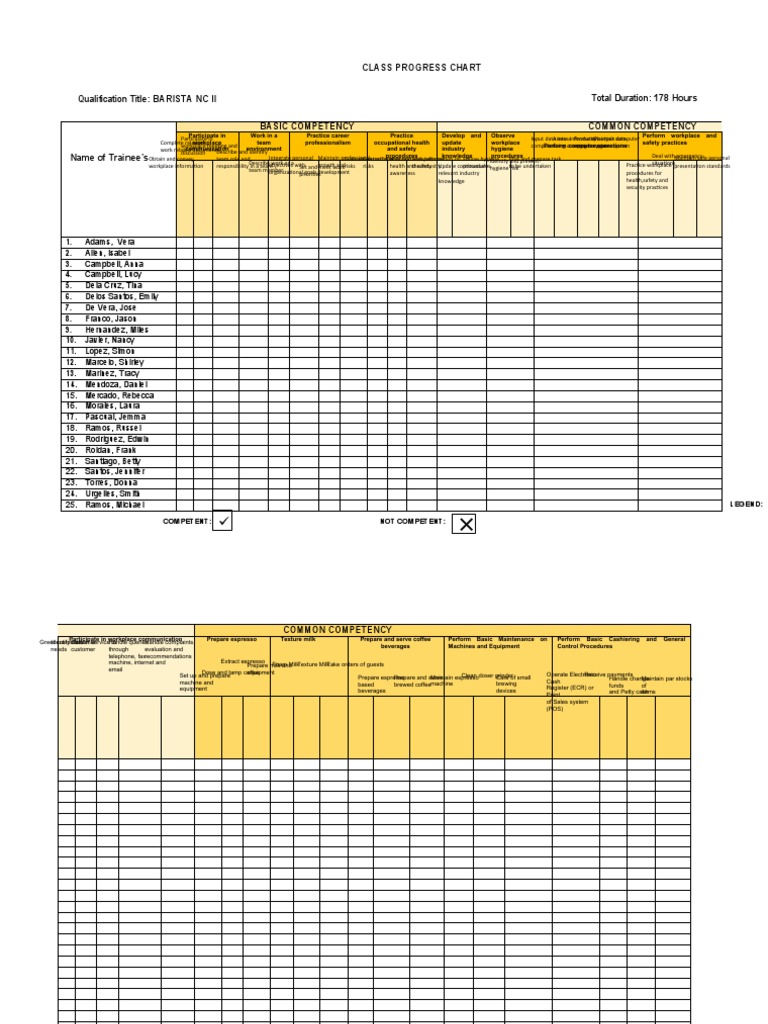 Supervised Class Progress Chart | PDF | Information
