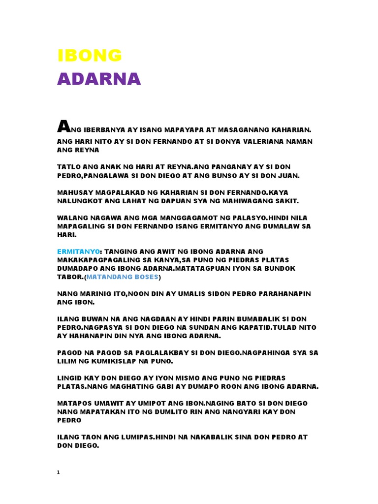 Ibong Adarna Project | PDF