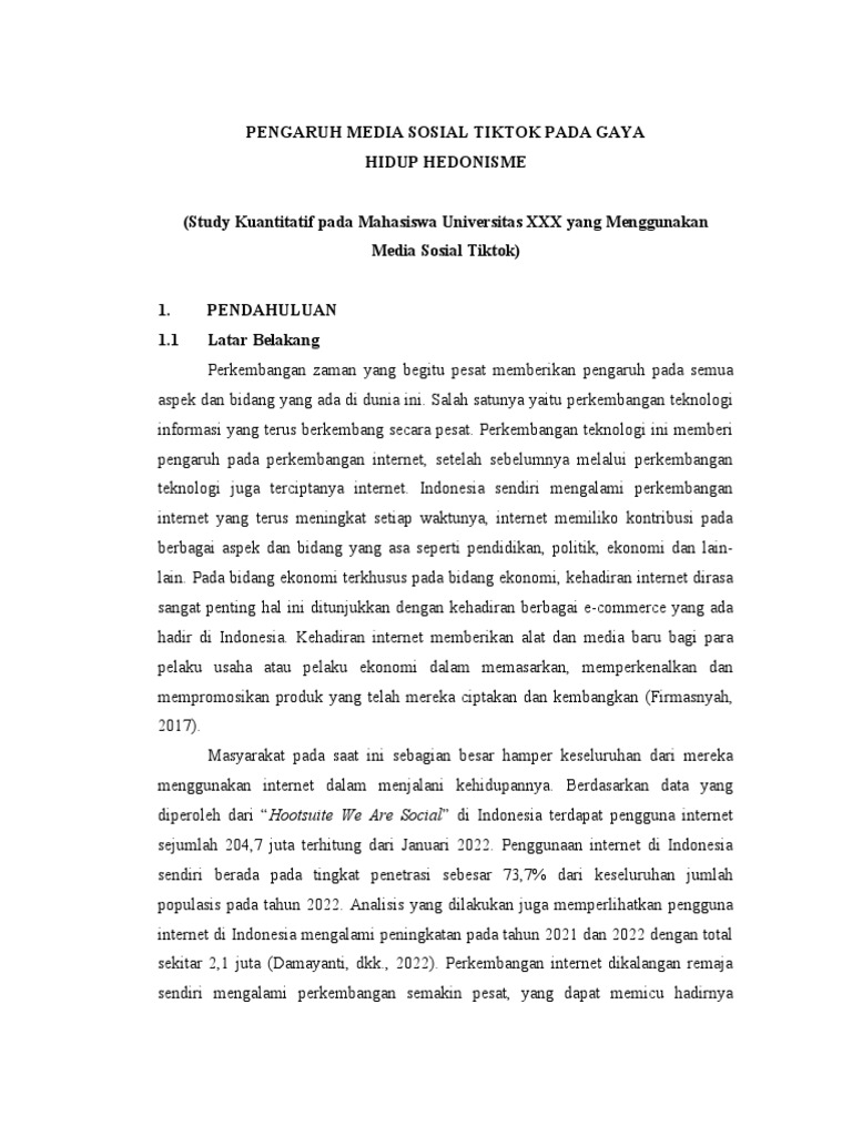 Pengaruh Media Sosial Tiktok Terhadap Gaya Hidup | PDF