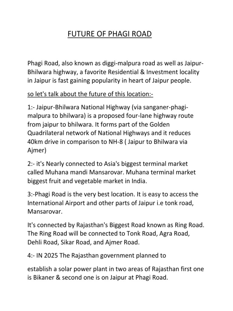 Future of Phagi Road by Himanshu | PDF | Economies | Transport