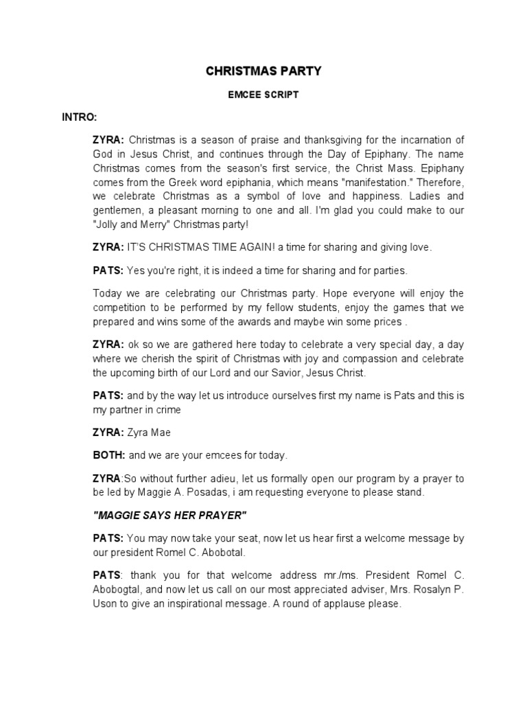 Emcee Script | PDF | Christmas | Jesus