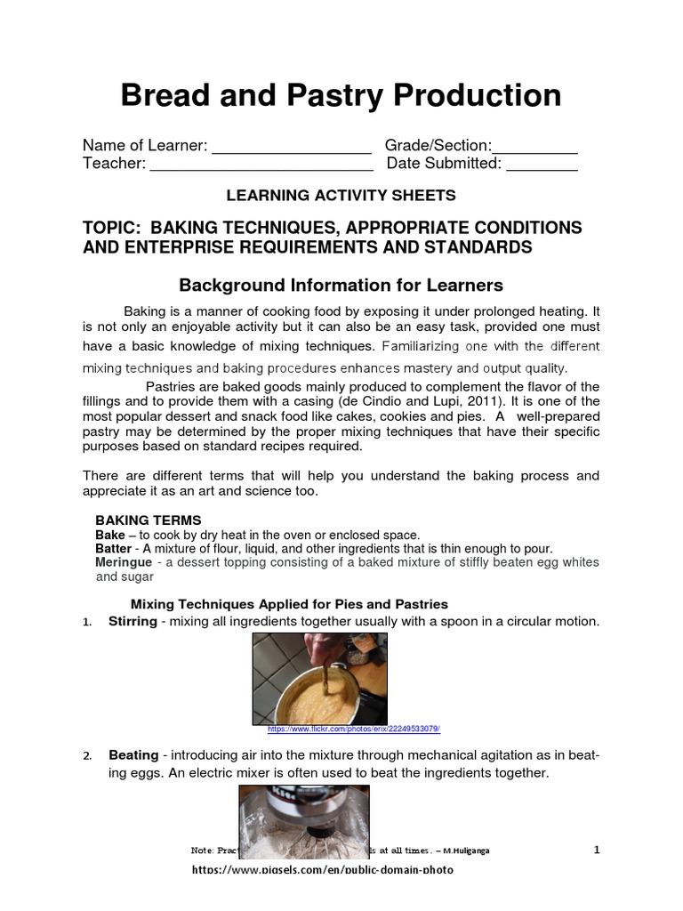 BPP Las Baking Techniques, Appropriate Conditions and Enterprise Requirements and Standards ...