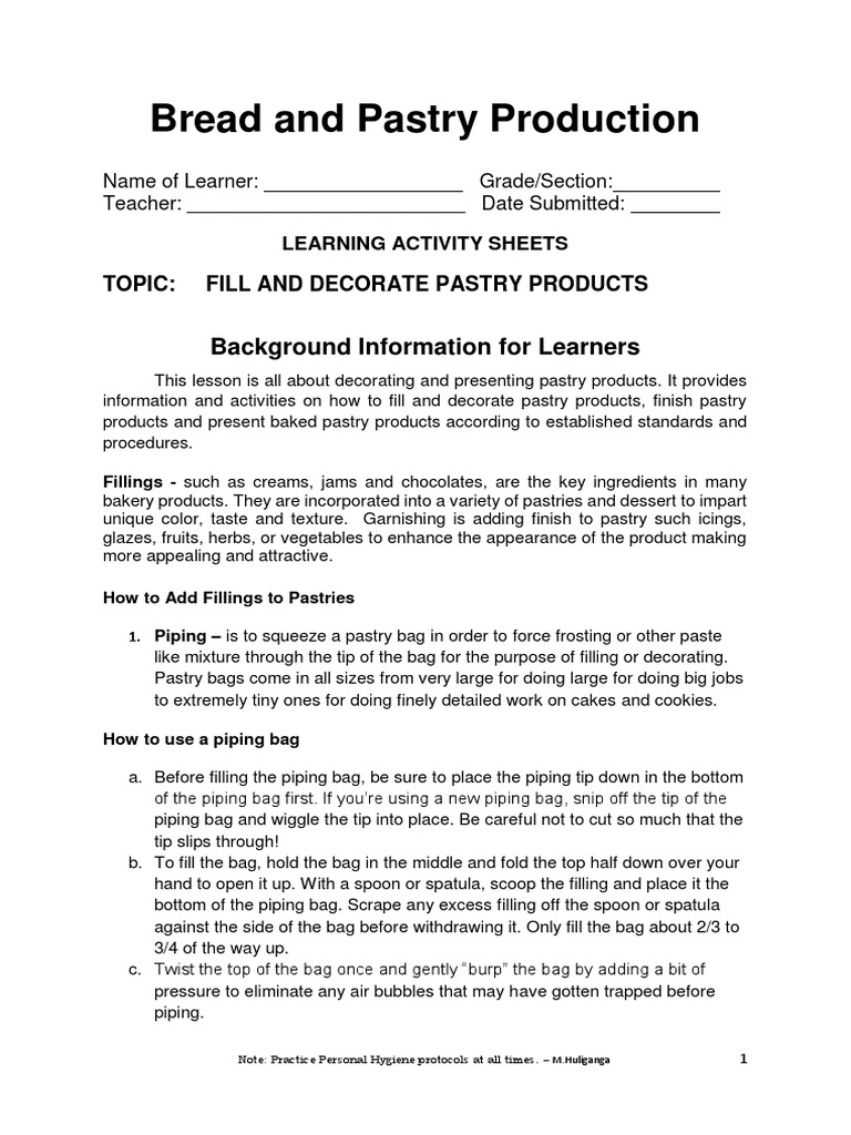 Las BPP Fill and Decorate Pastry Products | PDF | Icing (Food) | Cakes