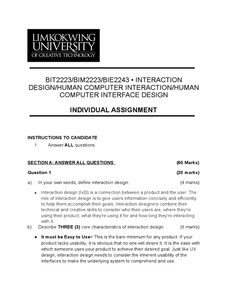 Individual Assignment | PDF | Menu (Computing) | Usability