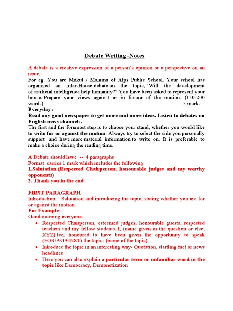 Debate Notes & Sample | PDF