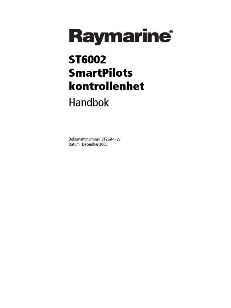 ST6002 SmartPilots Kontrollenhet Handbok - Seatronic | PDF