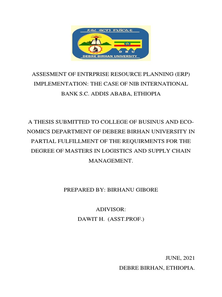 Berhanu G. Final Thesis | PDF | Enterprise Resource Planning | Supply ...