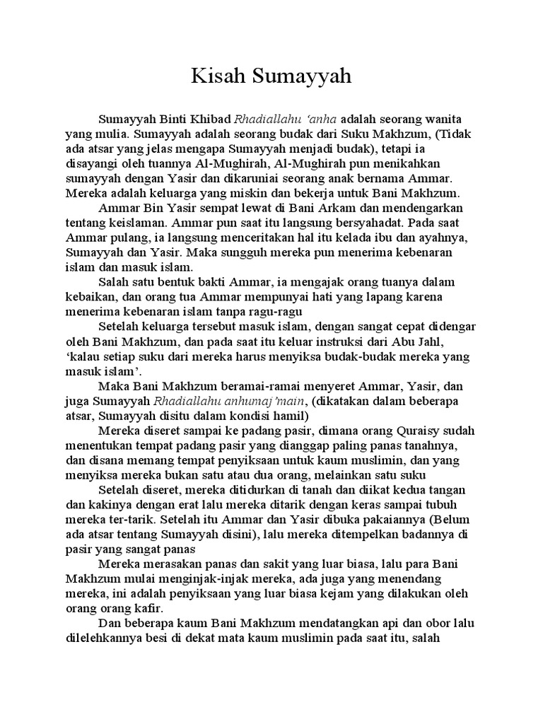 Kisah Sumayyah Revisi 2 | PDF