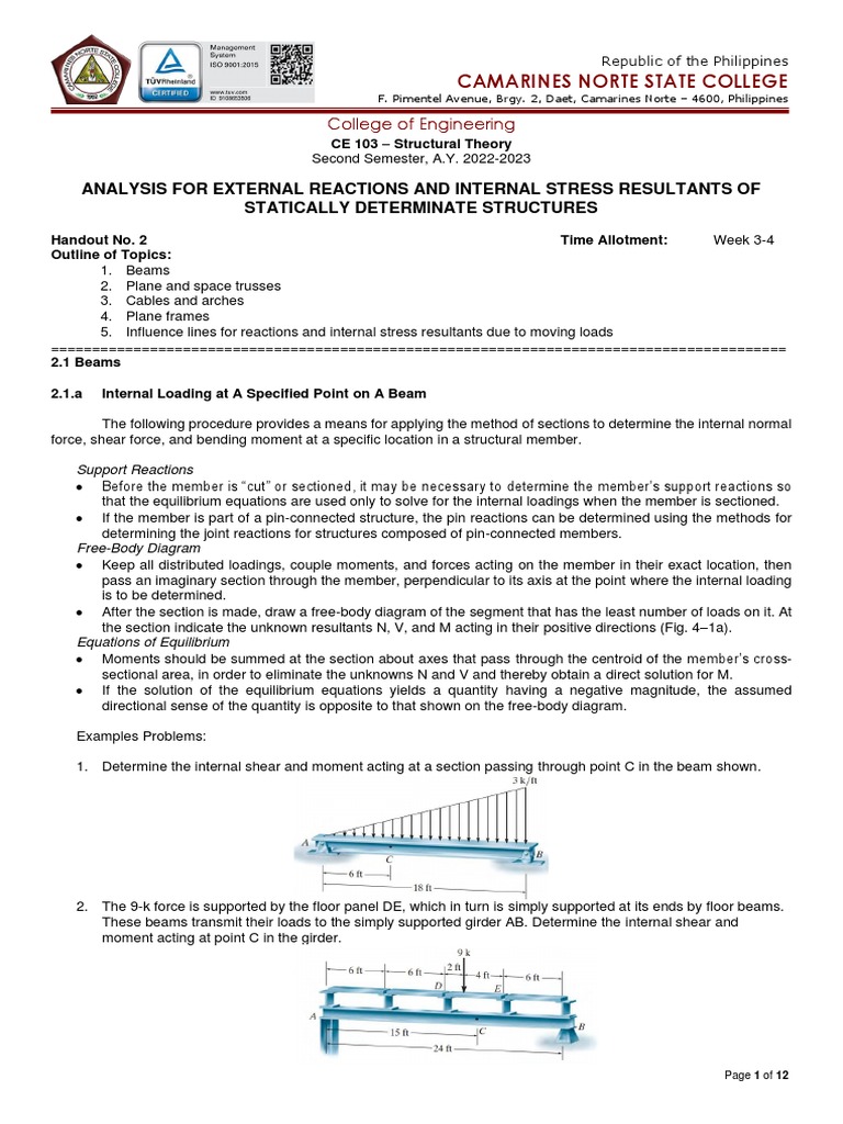 Ce 103 LM 2 | PDF | Truss | Bending