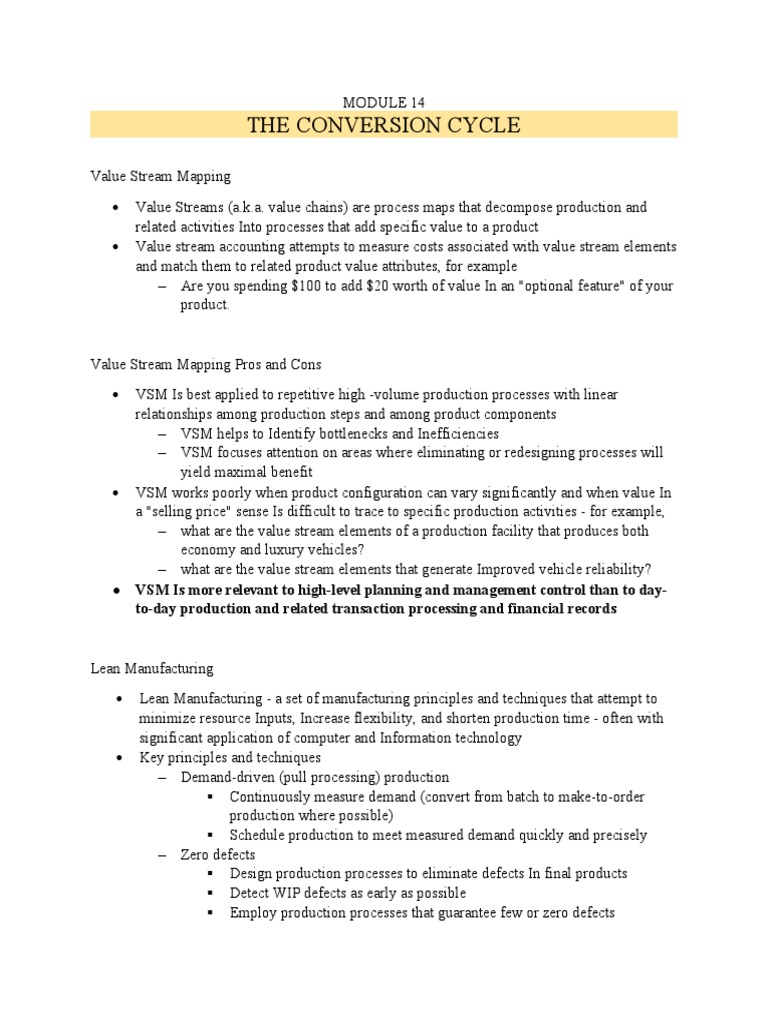 MODULE 14 The Conversion Cycle | PDF | Inventory | Lean Manufacturing