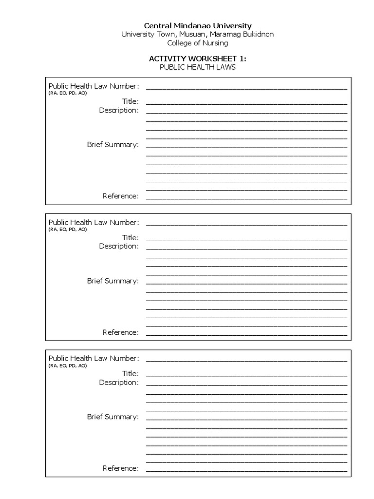 CHN Activity 1 Public Health Laws | PDF