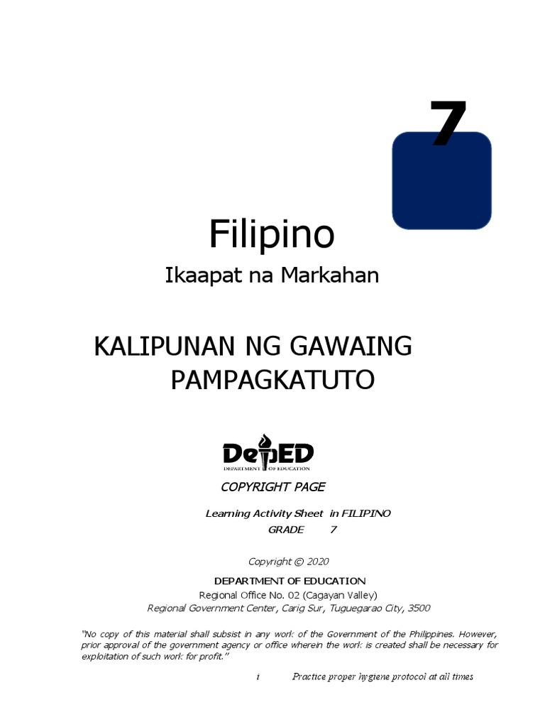 Filipino 7 LAS Q4 Edited | PDF | Tagalog Language | Philippines