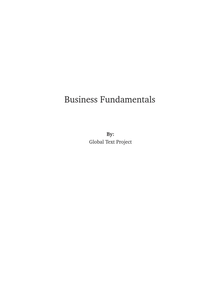 Business Fundamentals | PDF | Entrepreneurship | Startup Company