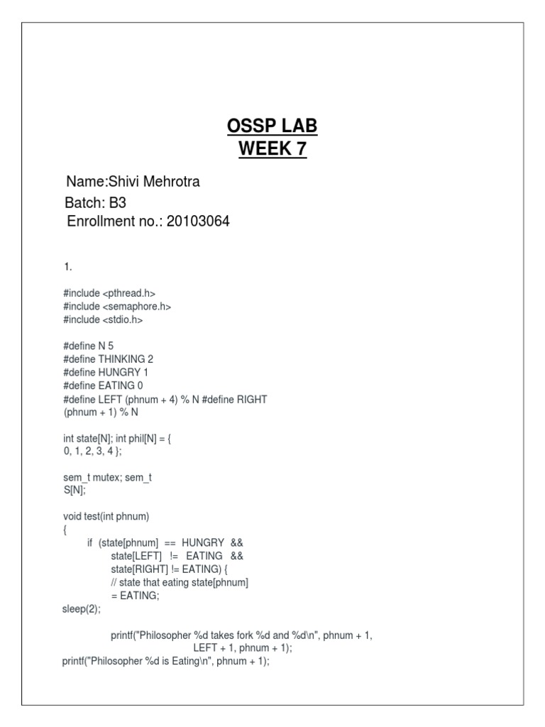 OSSP Lab Week 7 Producer Consumer Problem | PDF | Thread (Computing) | Computer Science