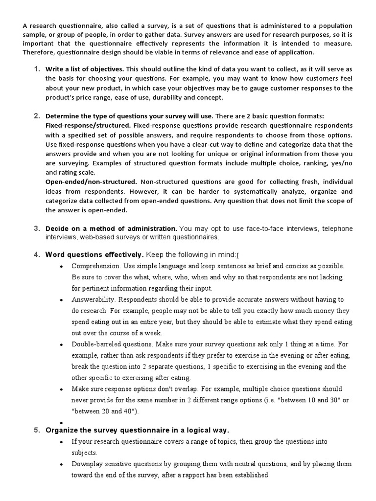 A Research Questionnaire | PDF | Survey Methodology | Questionnaire