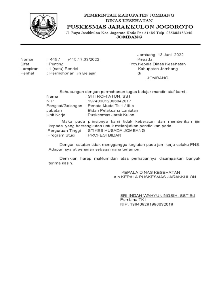 Surat Ijin Belajar Rofik | PDF | Ilmu Sosial