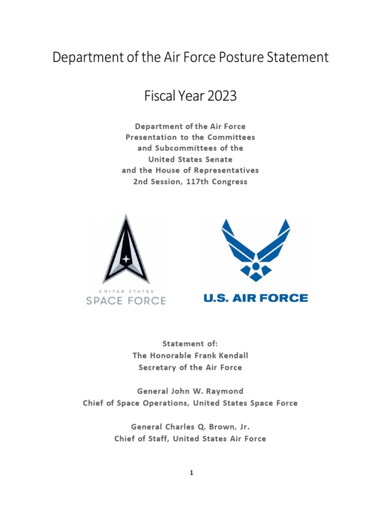 FY23 DAF Posture Statement | PDF | Deterrence Theory | Crime & Violence FY23 DAF Posture Statement | PDF | Deterrence Theory | Crime & Violence