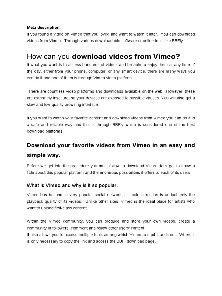 (E) How Can You Download Videos From Vimeo | PDF | Download | Computer ...