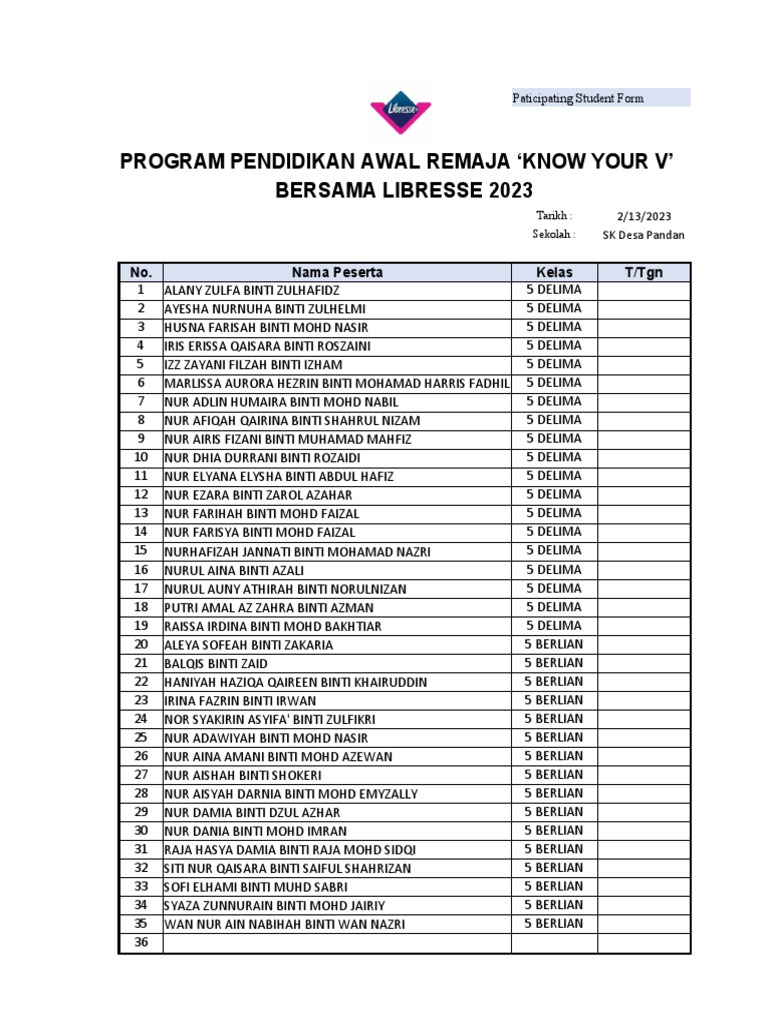 Participation Student Form | PDF