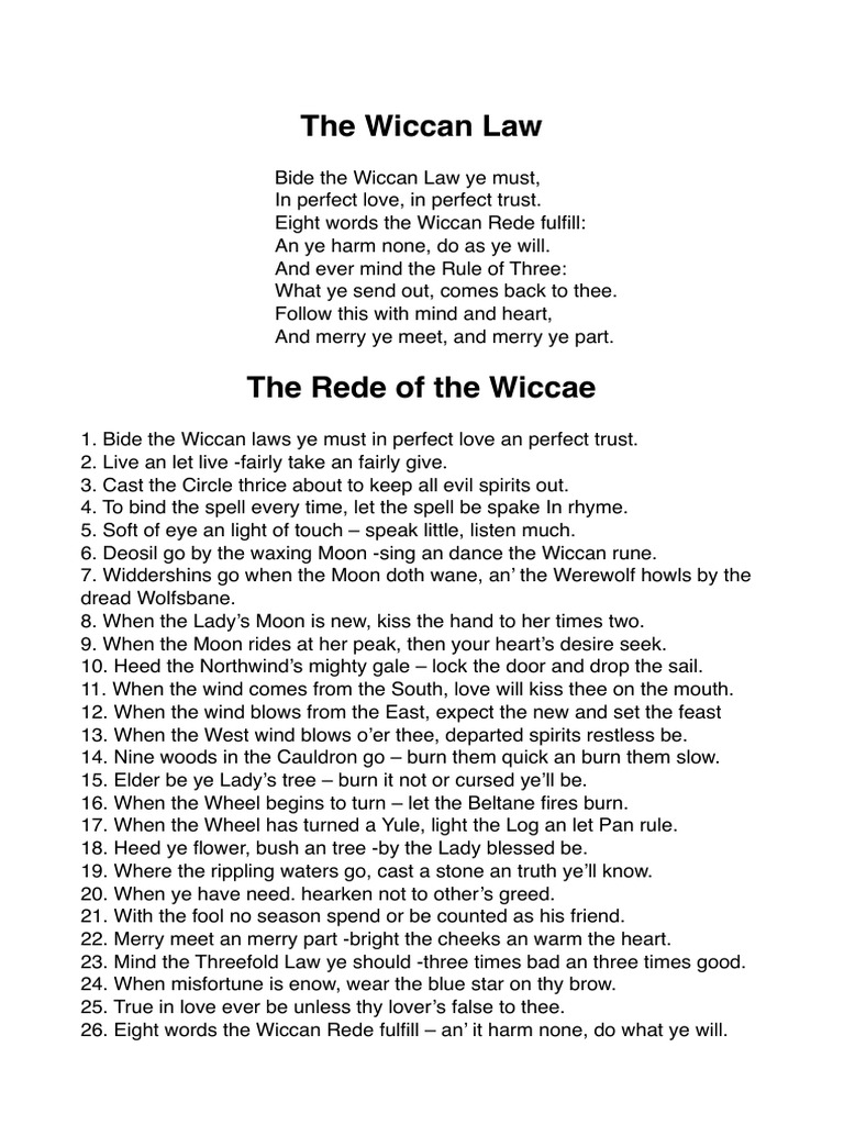 Wiccan Rede and Laws Explained | PDF | Wheel Of The Year | Wicca