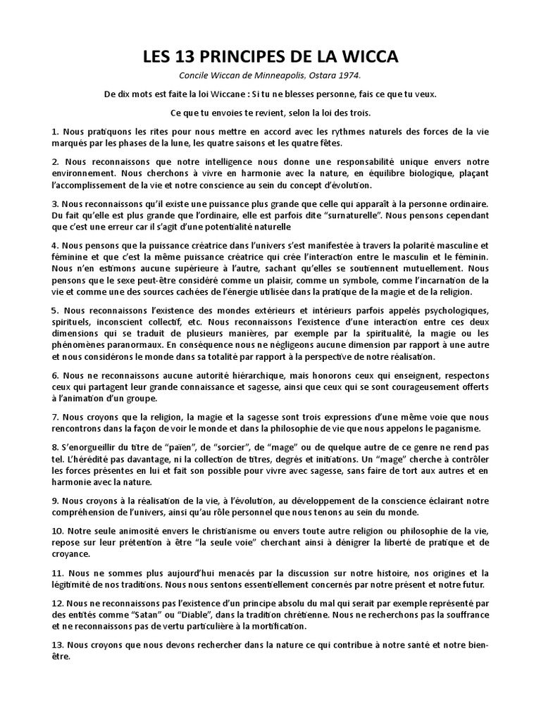 Les 13 Principes de la Wicca | PDF | Religion et spiritualité