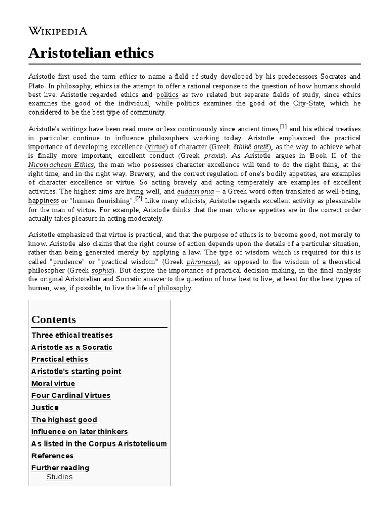 Aristotelian Ethics | PDF | Virtue | Philosophical Theories