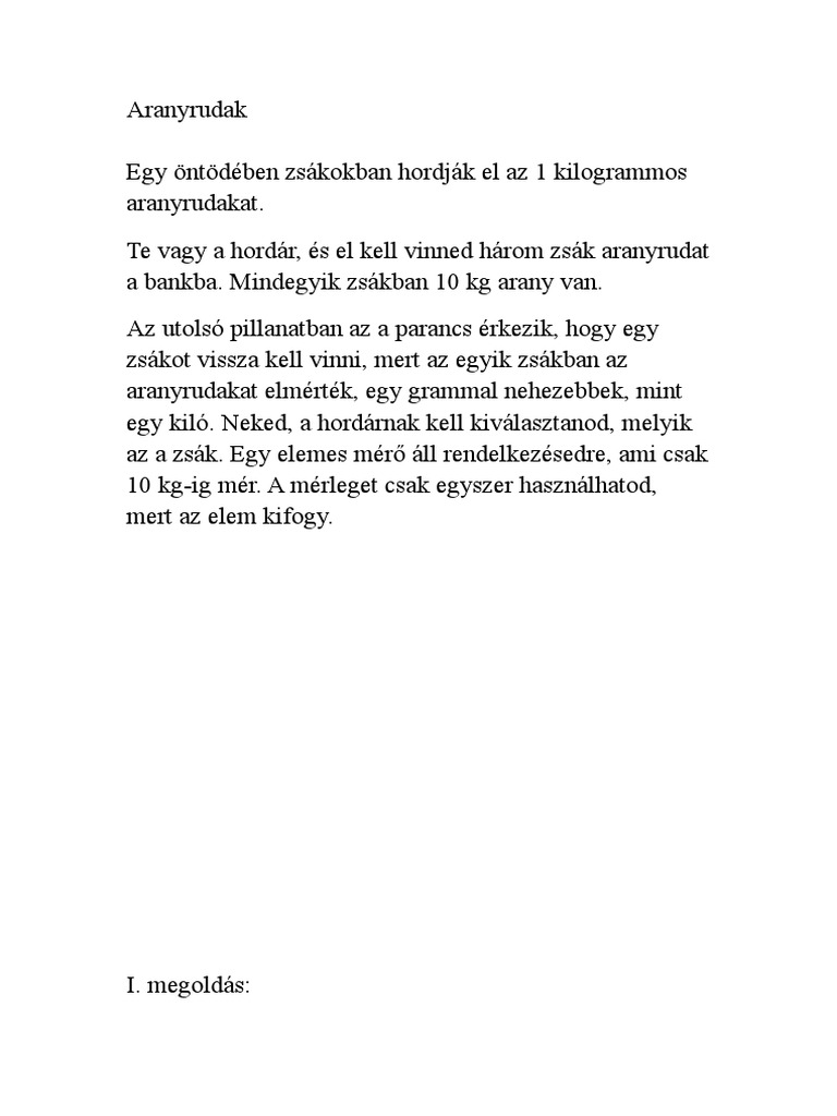 Aranyrúd Fejtörő | PDF