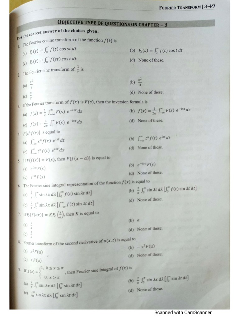 Fourier Transform Mcq S Pdf