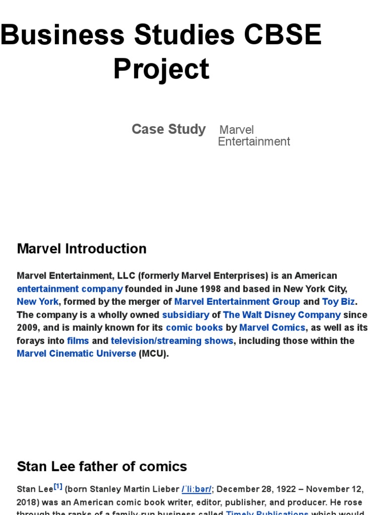 Marvel Entertainment Case Study Overview | PDF | Marvel Comics | Comics