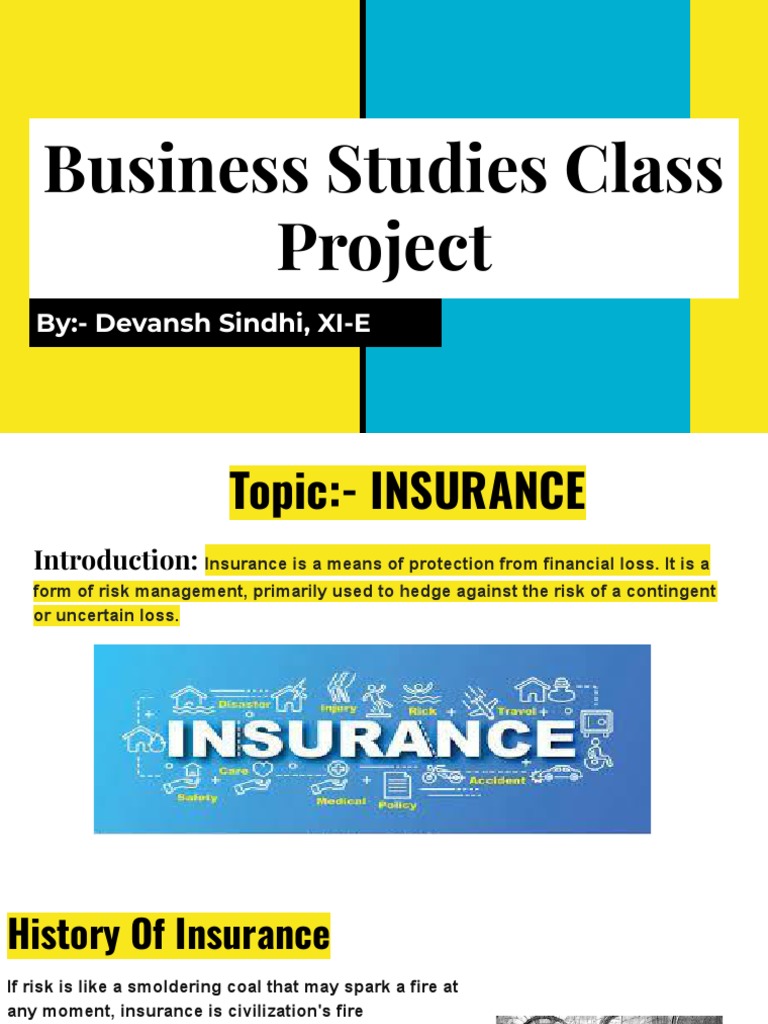 Insurance Overview for Class 11 Students | PDF | Insurance | Life Insurance