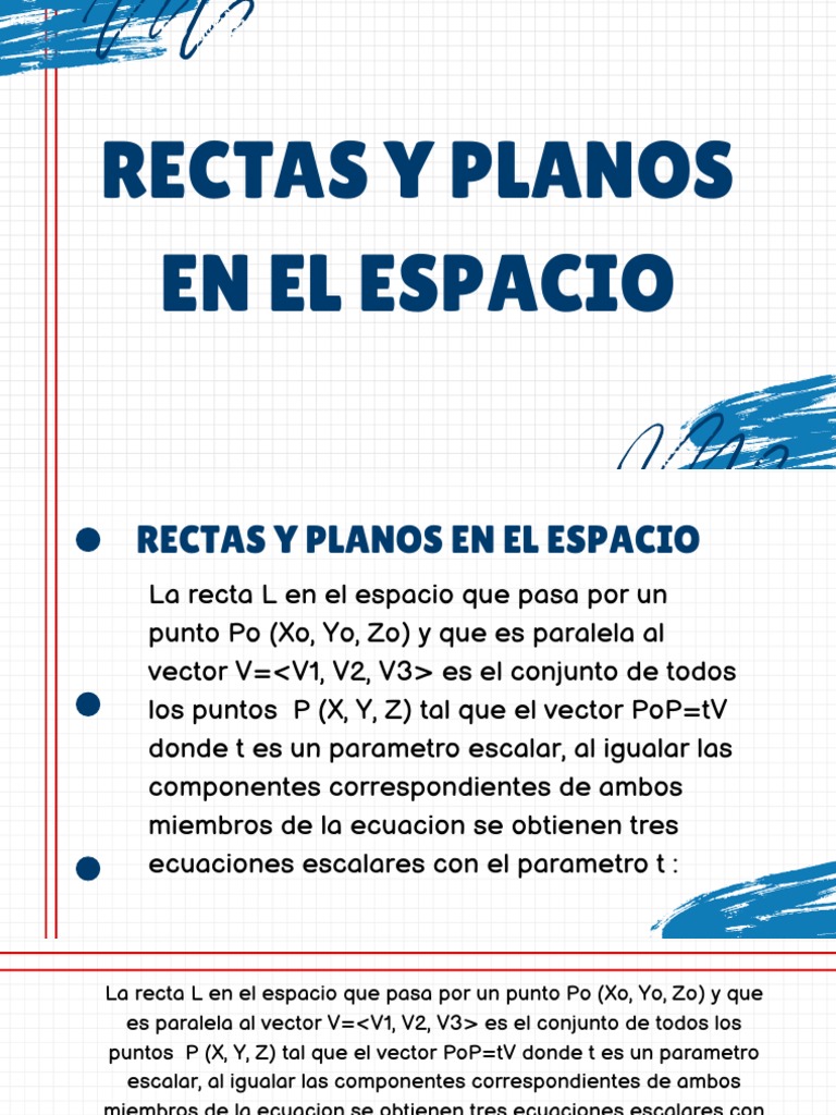 Rectas y Planos en El Espacio, Distancia de Un Punto de Referencia en El Espacio | PDF | Línea ...