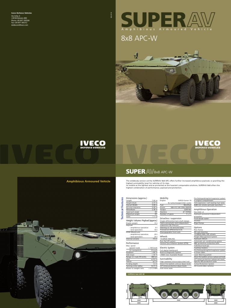 Iveco Superav 8x8 Amphibious Armoured Vehicle | PDF | Automotive ...