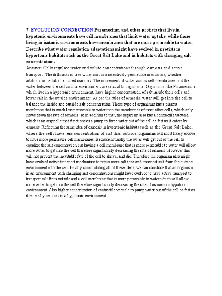 Water Regulation in Protists and Plants | PDF | Osmosis | Cell Membrane