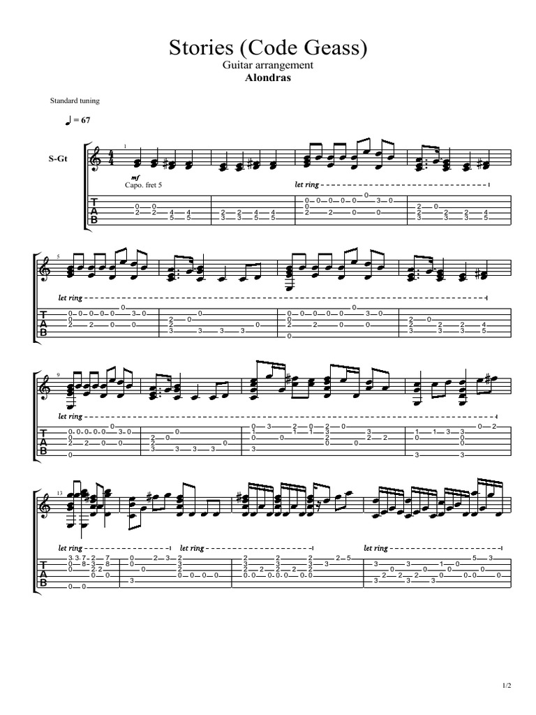 Stories (Code Geass) | PDF | Music Production | Guitar Family Instruments